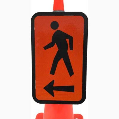 Large Cone mounted Pedestrian Left Arrow Road Sign | Highway 1